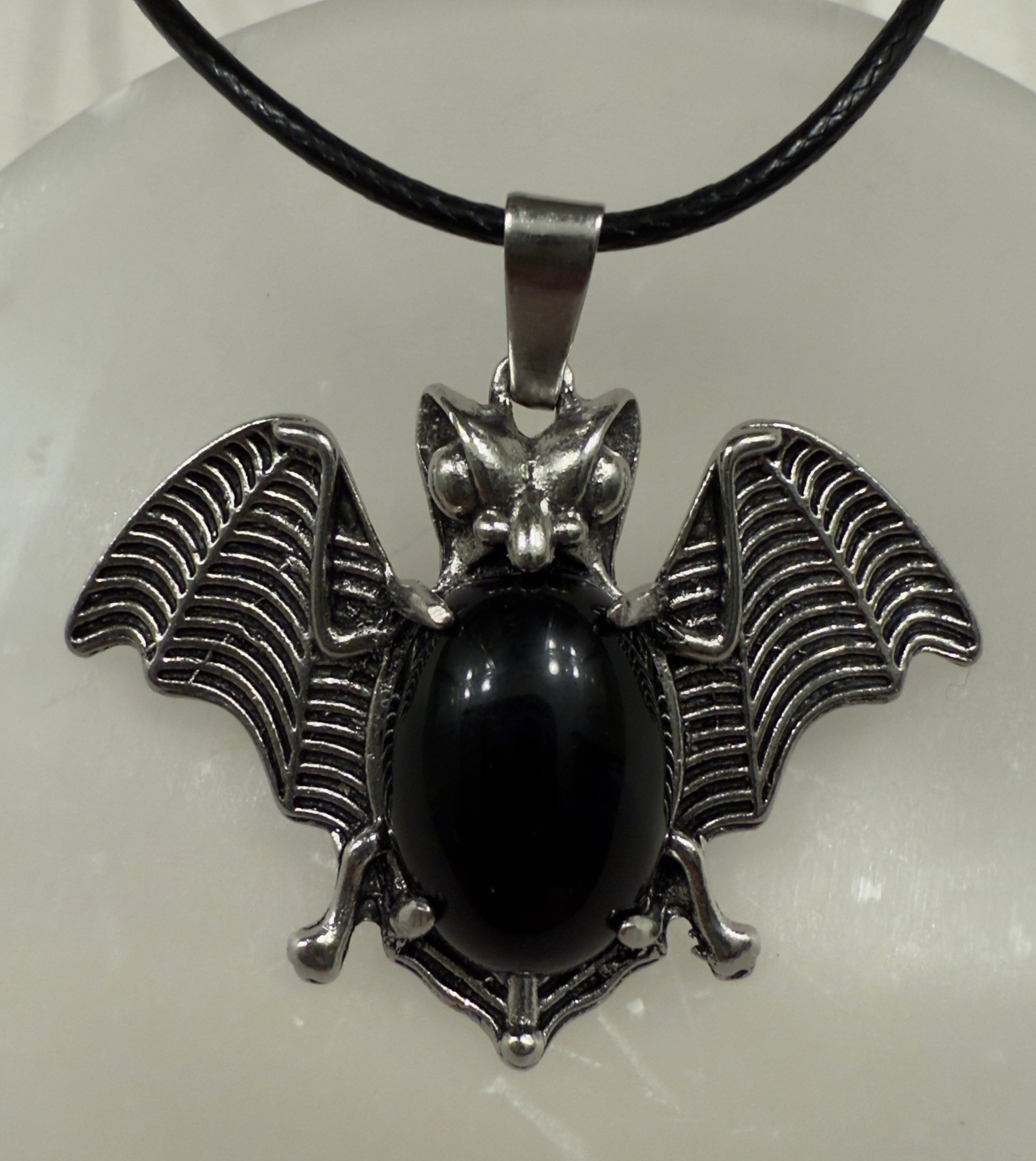 Bat Pendant with Natural Crystal Point - Protection & Transformation ...